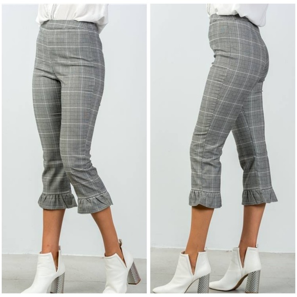Luxe Label | Pants & Jumpsuits | Heather Plaid High Waist Ruffle Crop ...